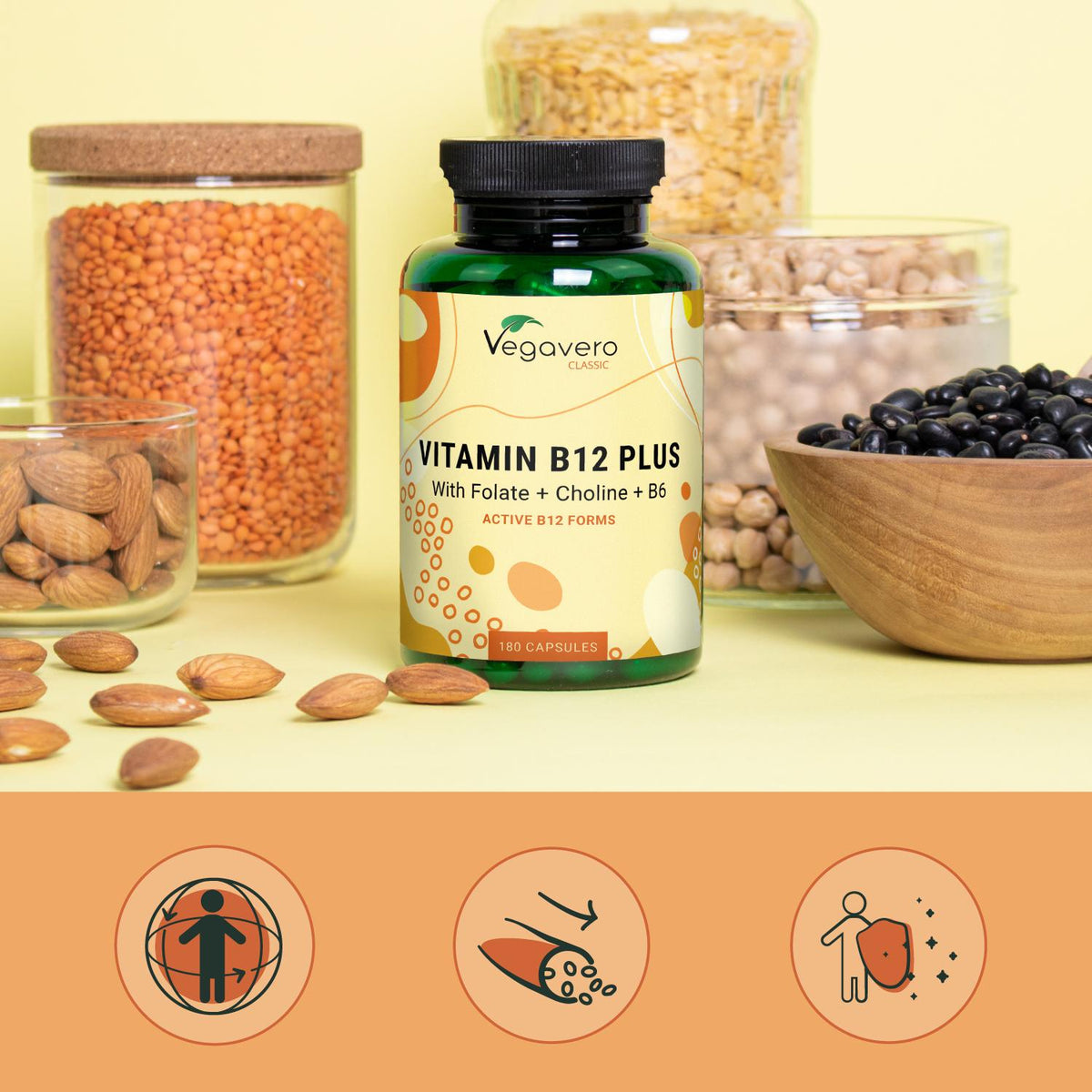 Vitamin B12 Plus | 180 Capsules | 1000 μg Vitamin B12 with Folic Acid ...